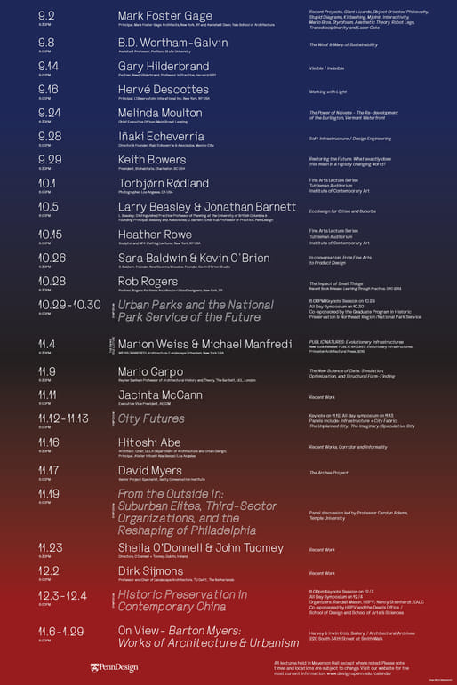 Get Lectured: PennDesign, Fall '15 | News | Archinect