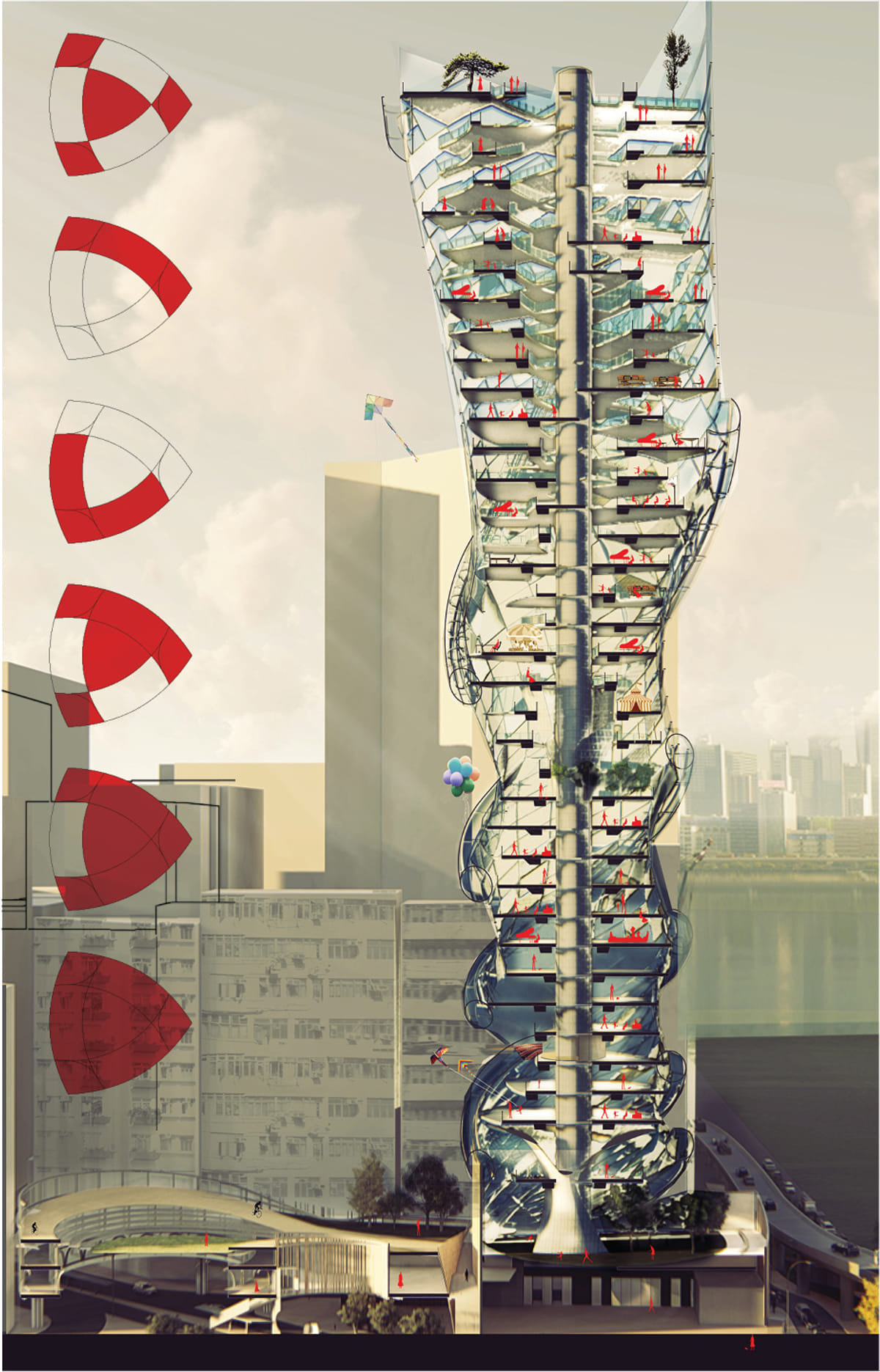 Twisted public ground- CTBUH International Student Tall Building Design ...