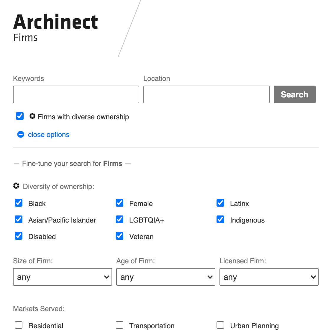Archinect adds diversity identification options to firms and jobs | News | Archinect