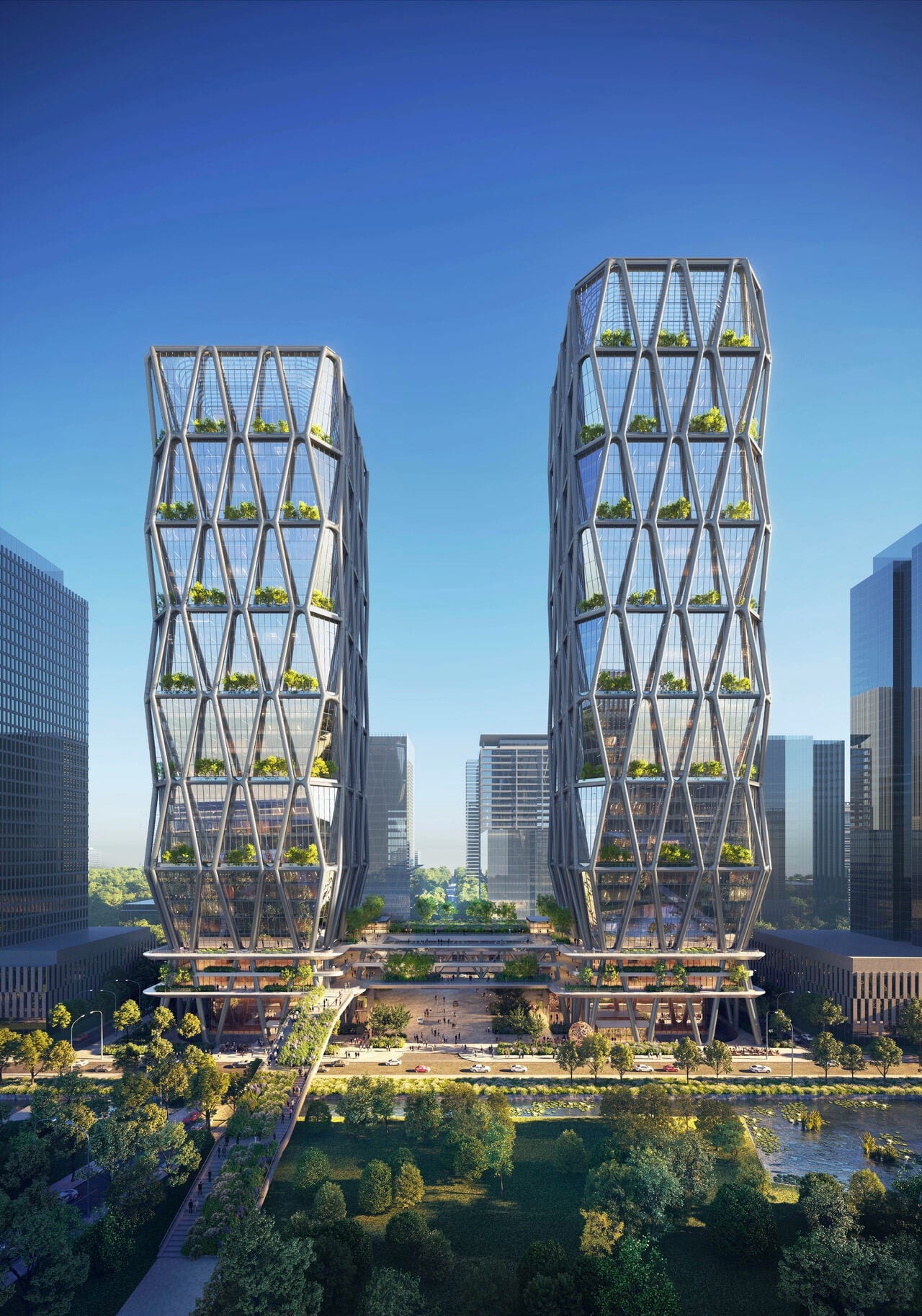 SOM's two-tower office complex in Guangzhou has topped out | News ...