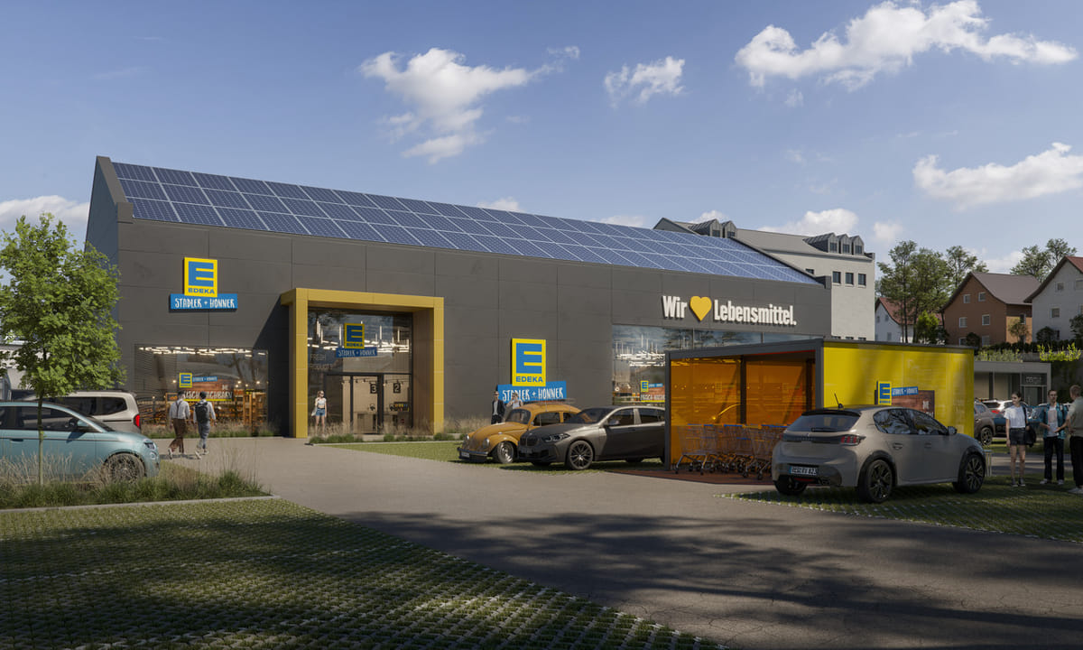 Exterior Visualization: EDEKA in Regen | Render Vision | Archinect