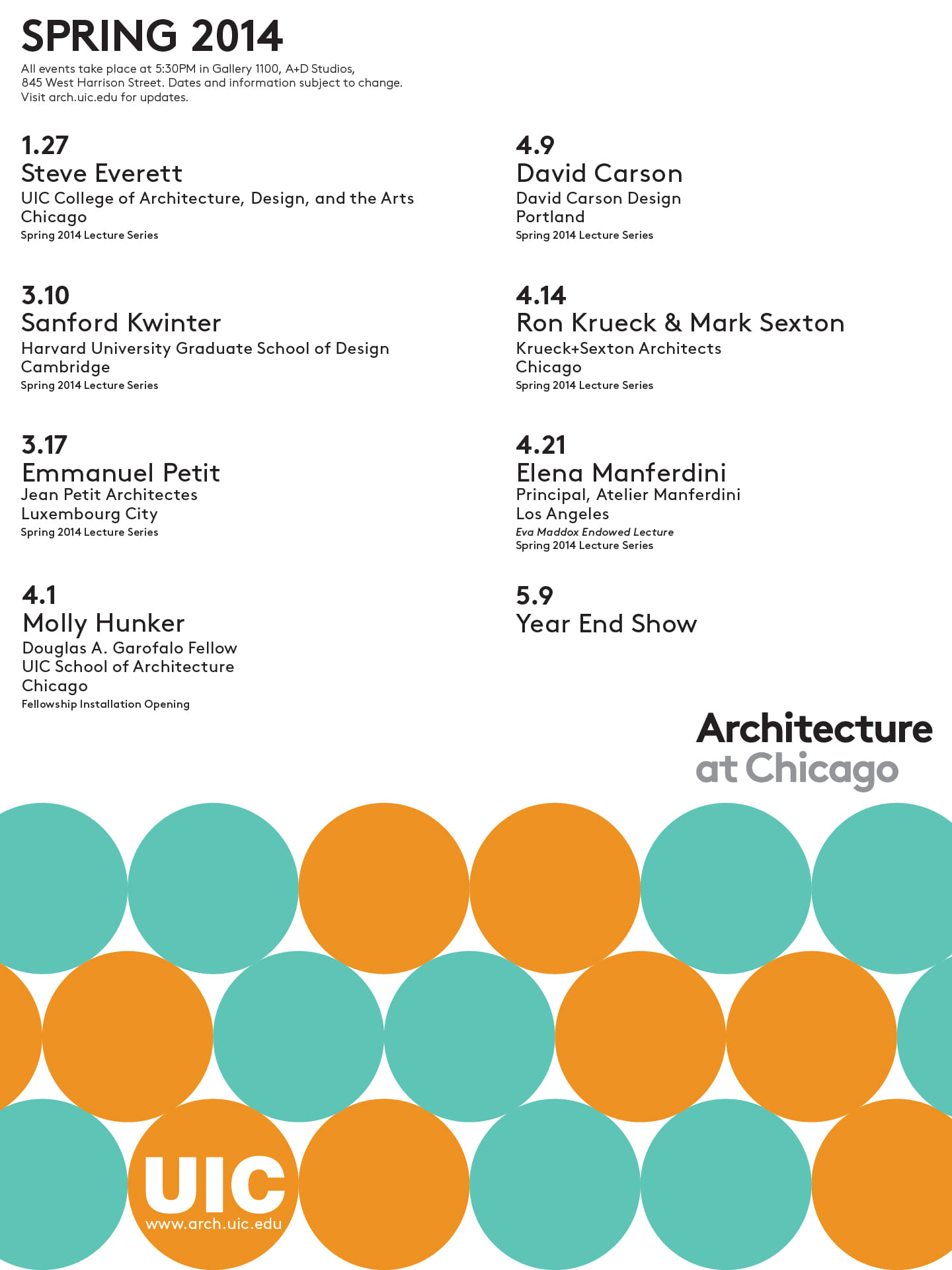 Get Lectured: University of Illinois at Chicago, Spring '14 | News | Archinect
