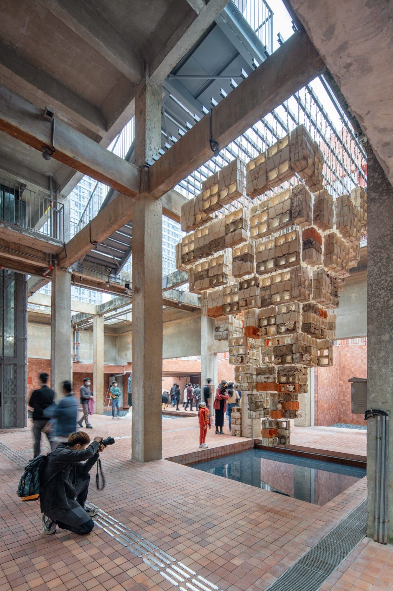 400 hanging mushroom bricks used in Studio Link-Arc’s Shenzhen Biennale ...