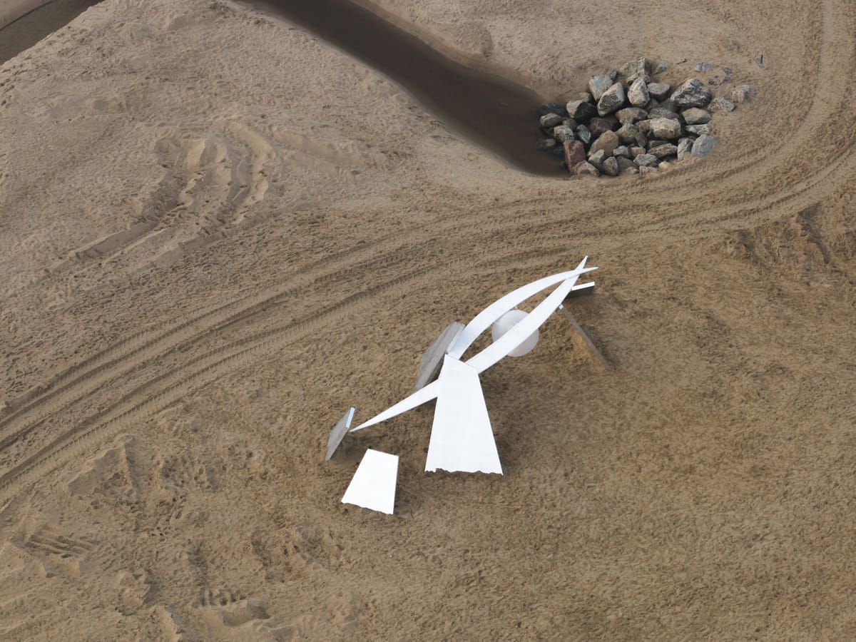 Two suspended white wings float around luminous central sphere for OAS ...