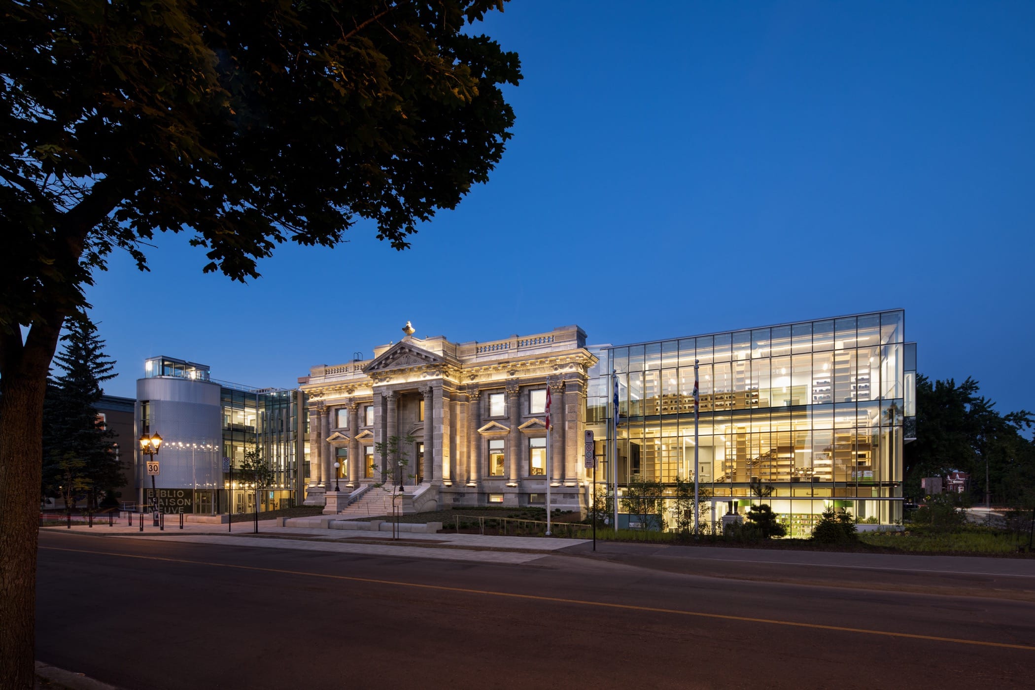 Glazed extensions flank Montreal’s historic Maisonneuve Library ...