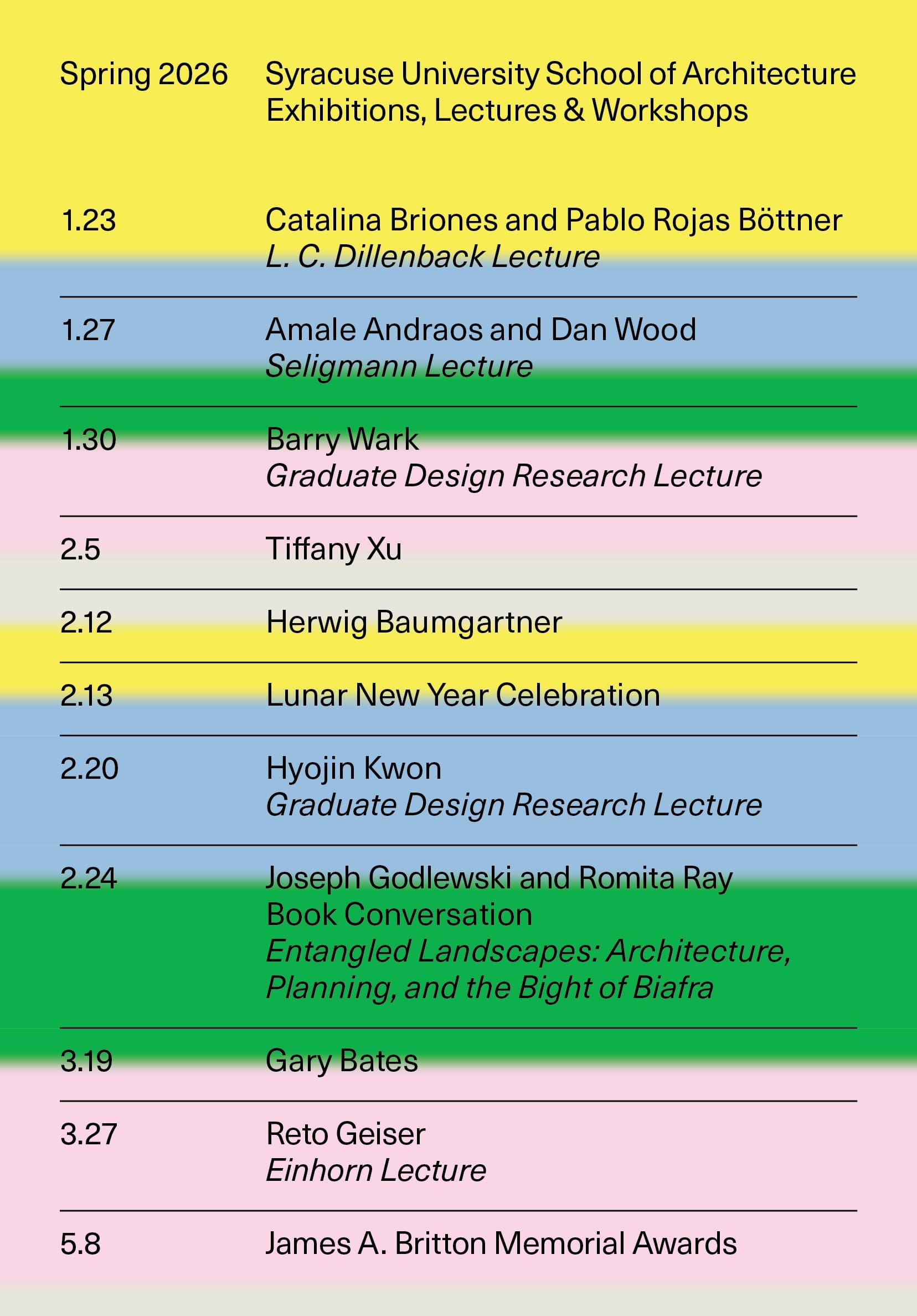 Get Lectured: Syracuse University, Spring '26 | News | Archinect