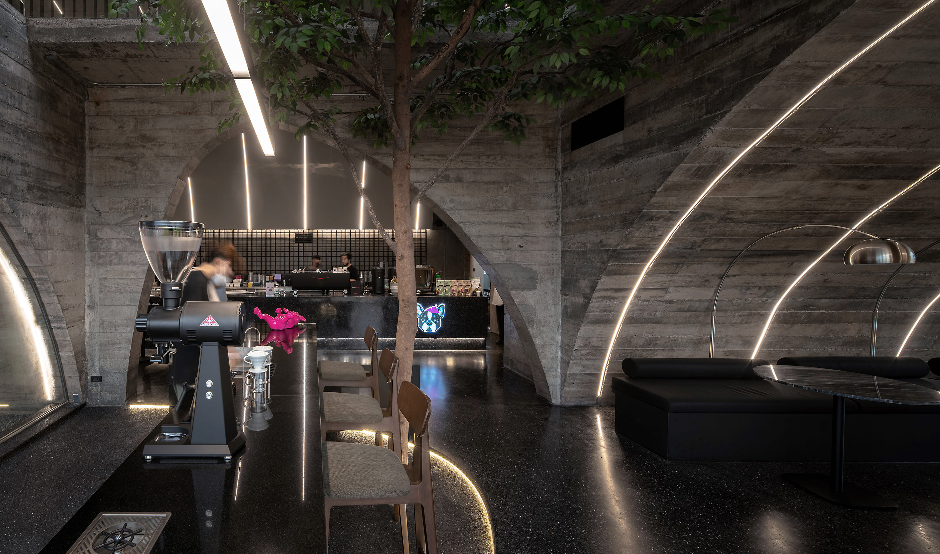 Coffee, concrete & bulldogs: Look inside this cavernous new café space ...