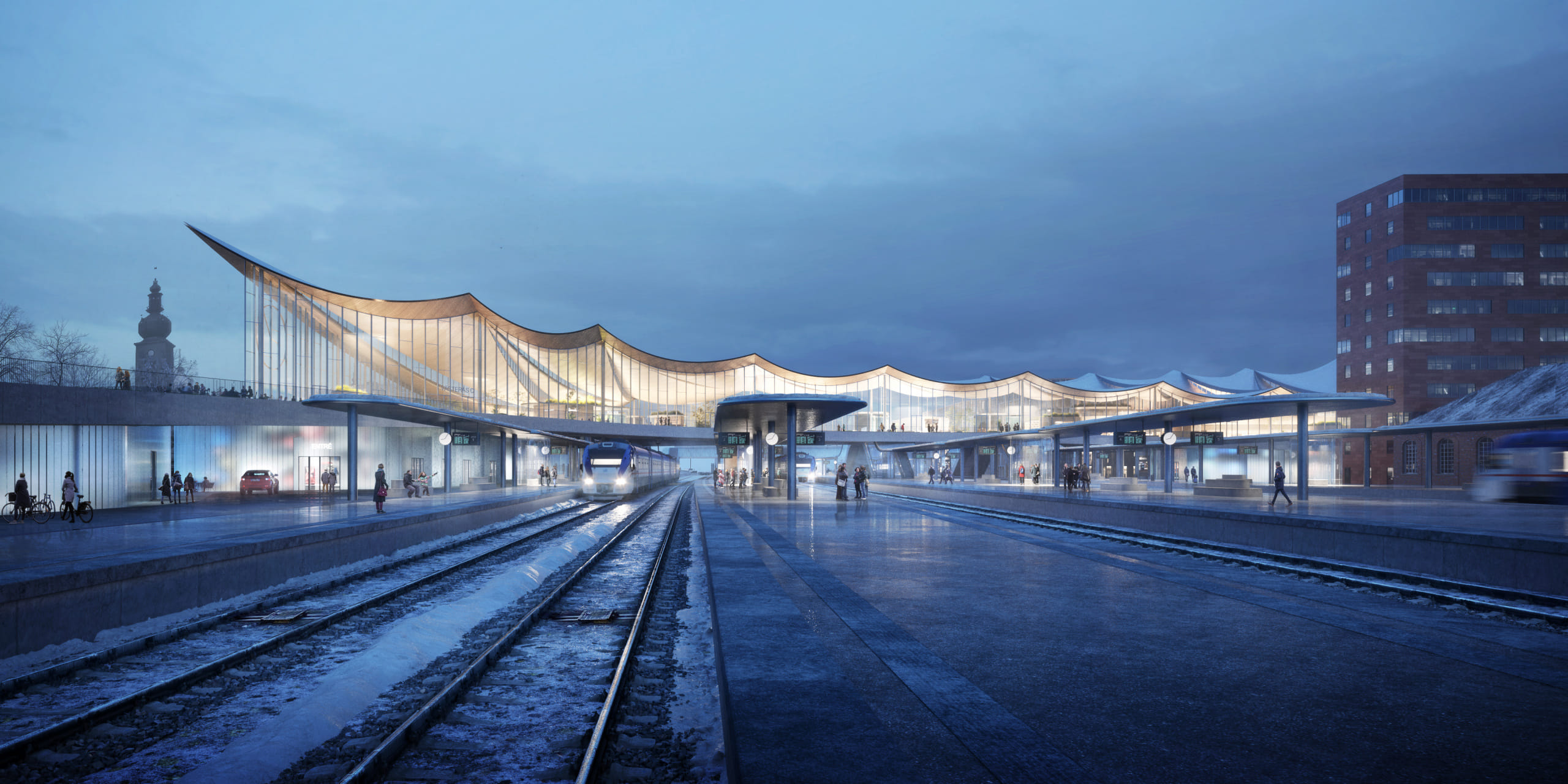 Dramatic timber roof defines BIG’s Västerås Travel Center design | News ...