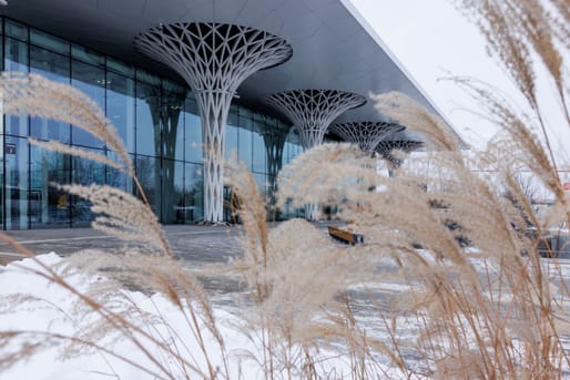 Polish transport center with tree-trunk inspired columns completed by ...