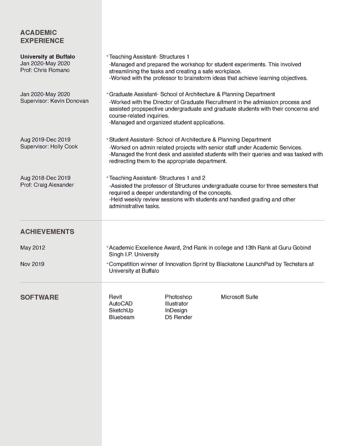Resume | Garima Gupta | Archinect