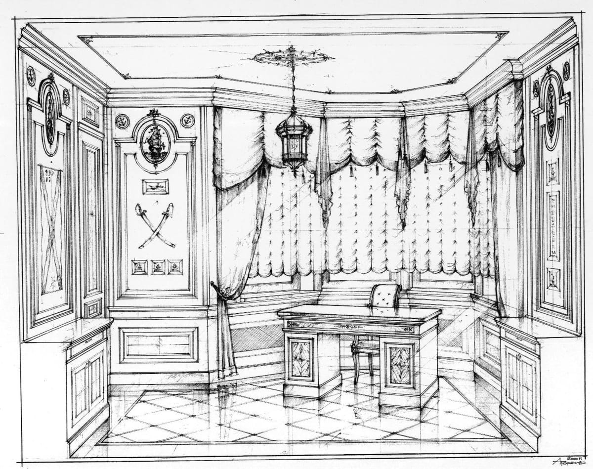 a sketch of the mansion's interiors | Aleksandr Gorshkov Александр ...