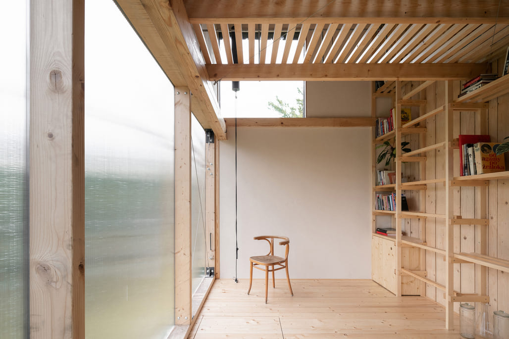 Inside a Prague pavilion with a folding timber facade by BYRÓ ...