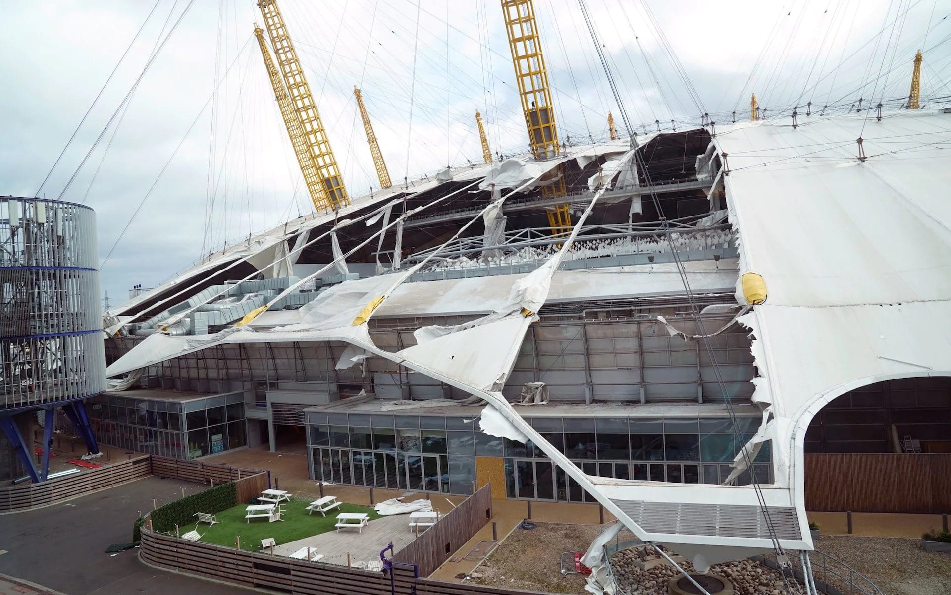 O2 Arena badly damaged as high winds wreak havoc in London | News ...