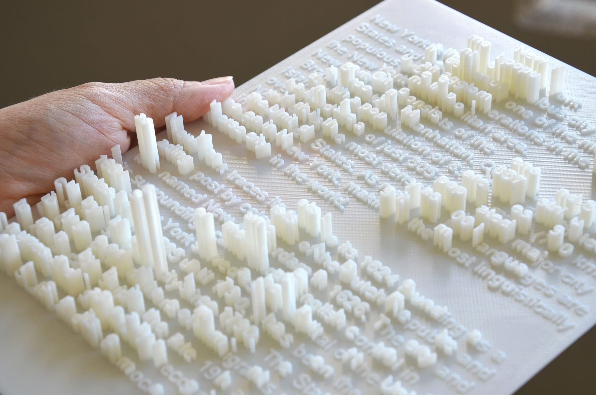 "Textscape" depicts the evolution of printing in 3D-printed documents ...