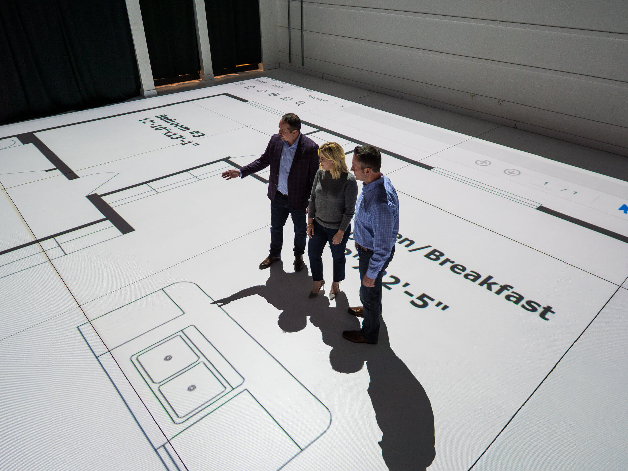 Walkable Plans projects 1:1 scale drawings unto floor for immersive ...
