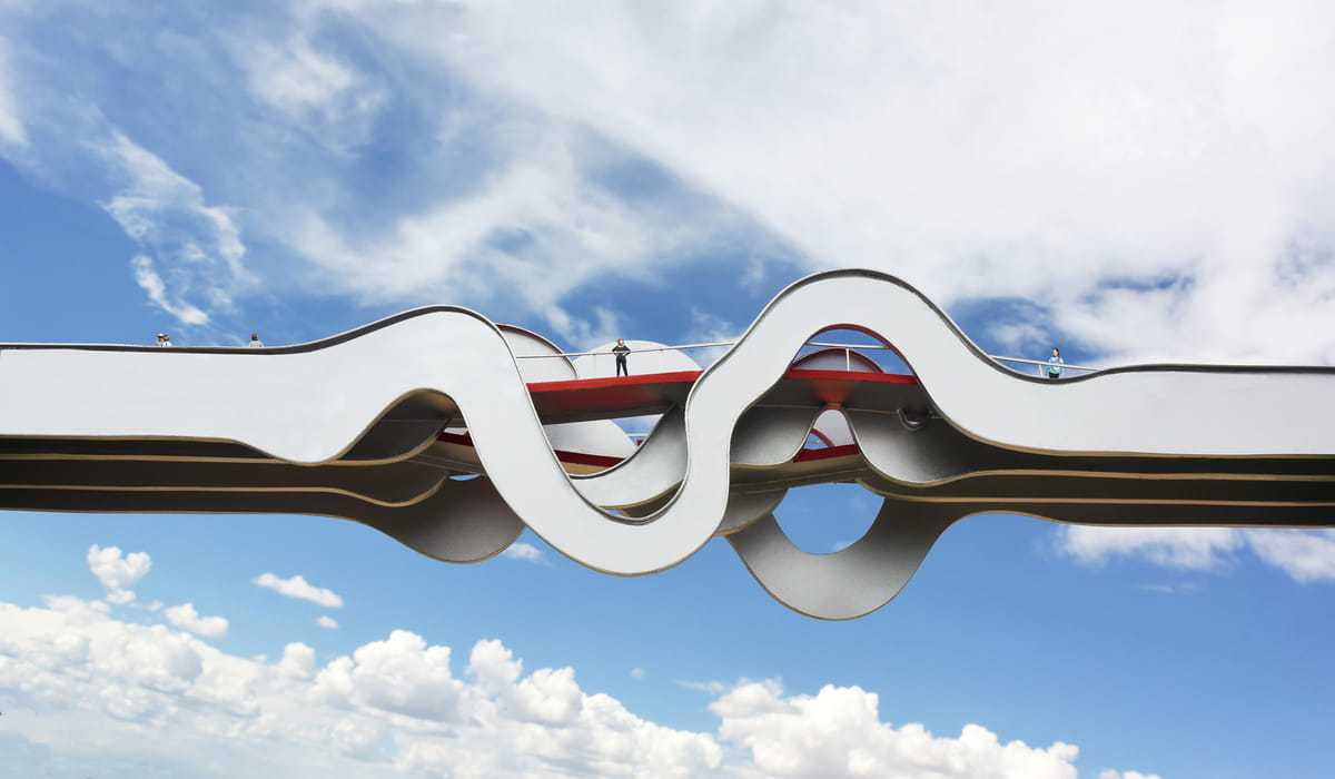 The Wave Formed Footbridge | michael jantzen | Archinect