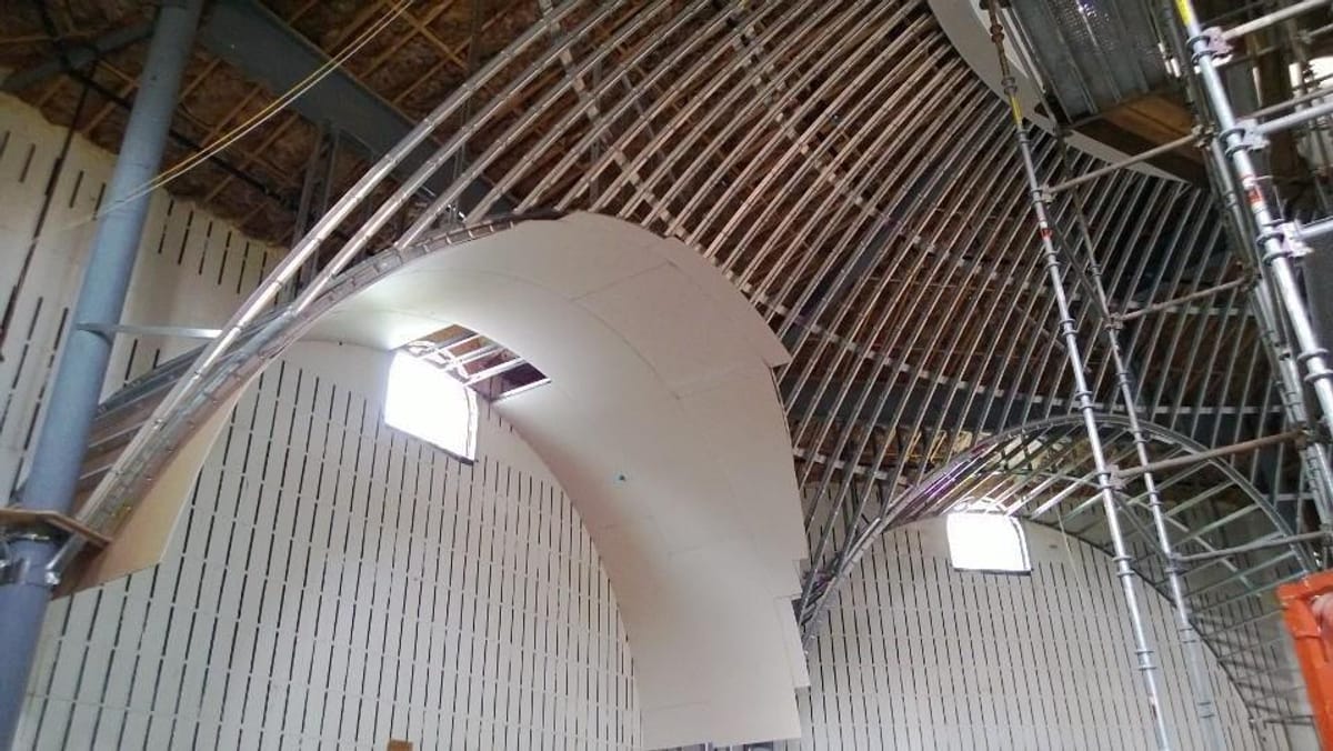 Church interior LGM ceiling vault framing in process. | Krisjon ...