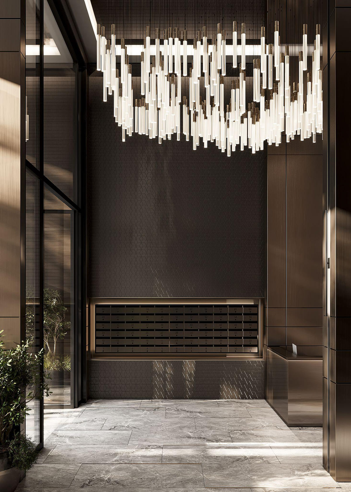 The lobby design of the Stanford residential complex by ZIKZAK ...