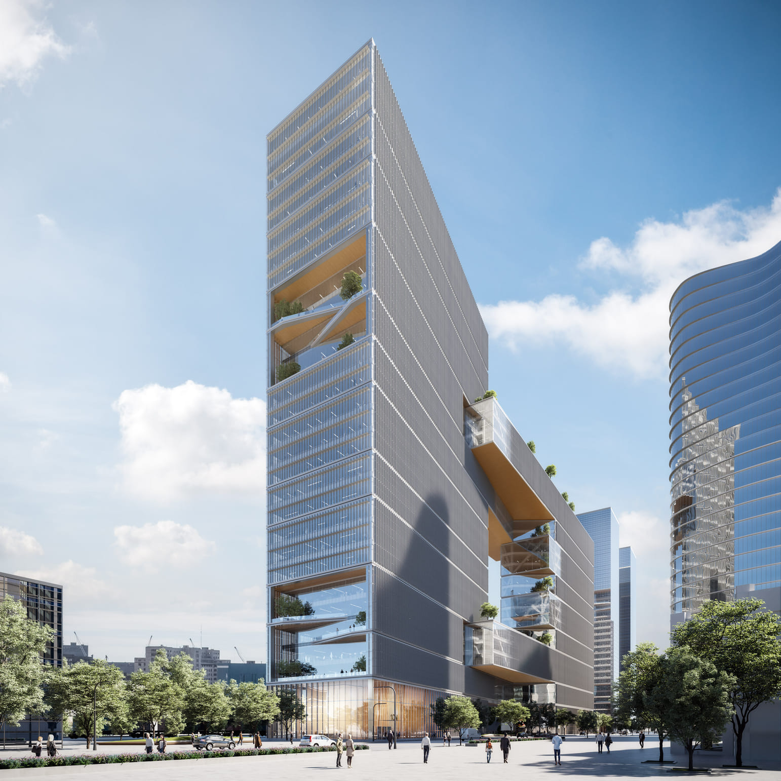 SOM proposes interlocking, trapezoidal towers for a Buenos Aires ...