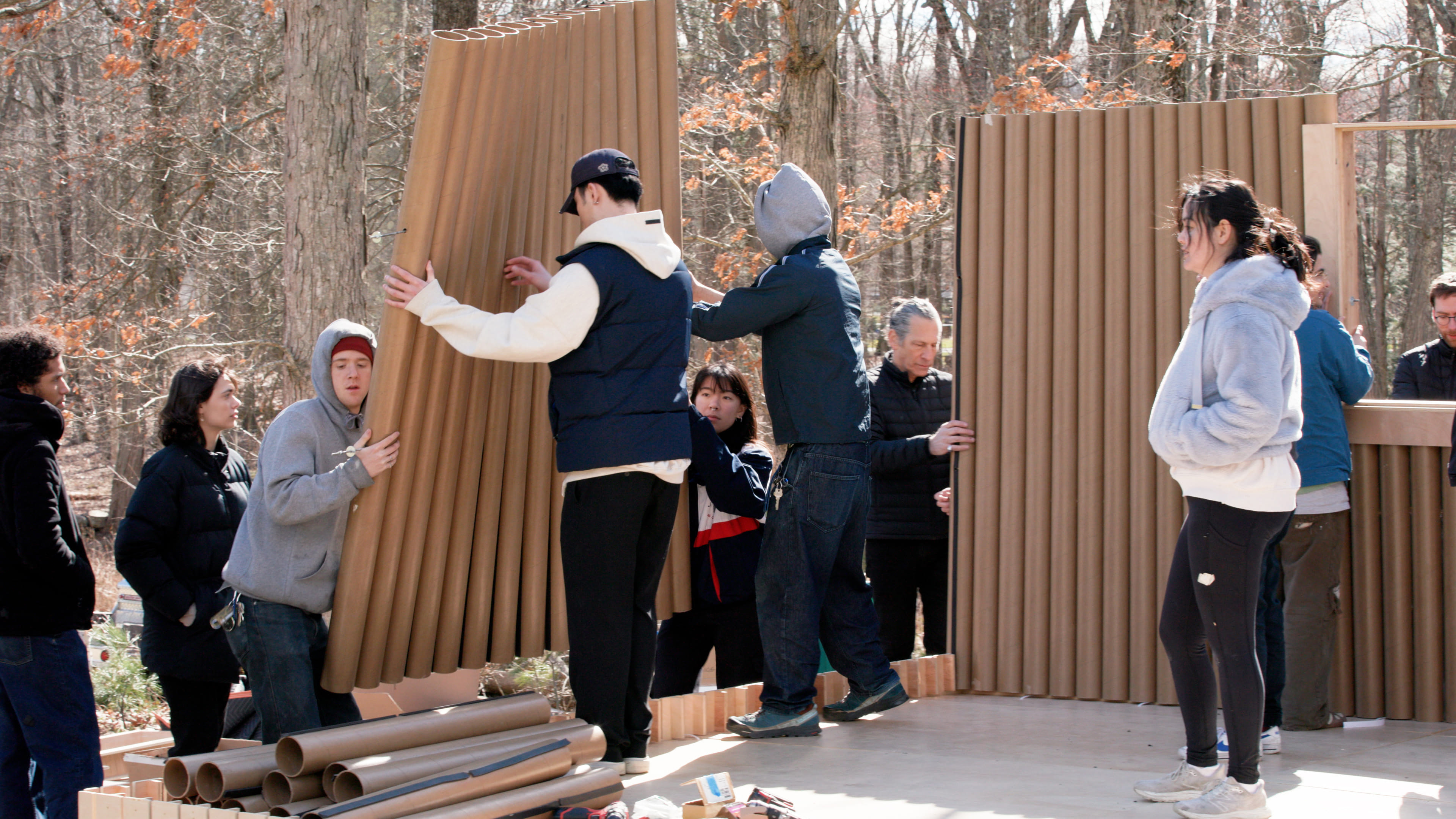 Shigeru Ban: The Paper Log House opens at The Glass House with the help ...