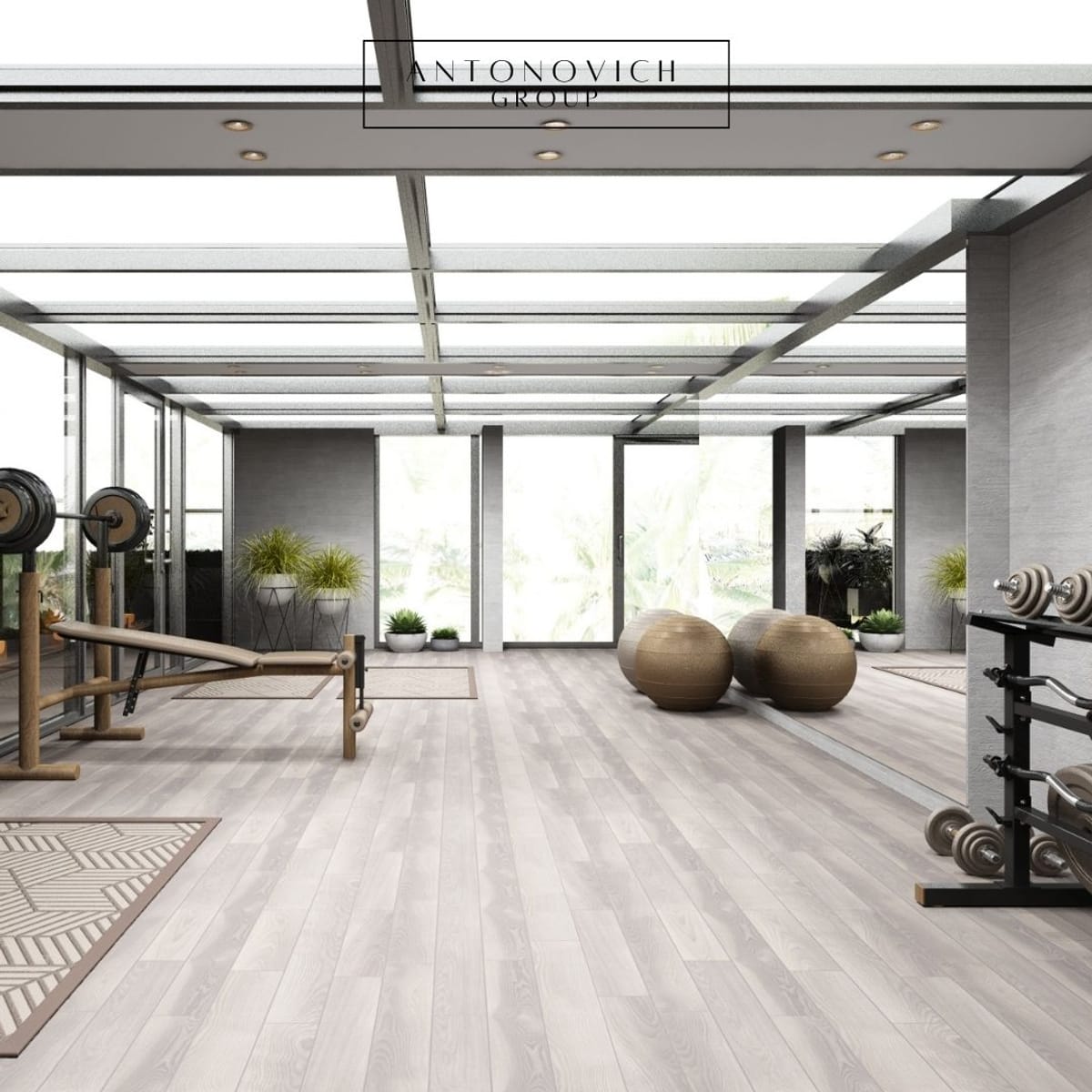 Elevating Fitness: Antonovich Group's Spacious Gym Interior Design ...