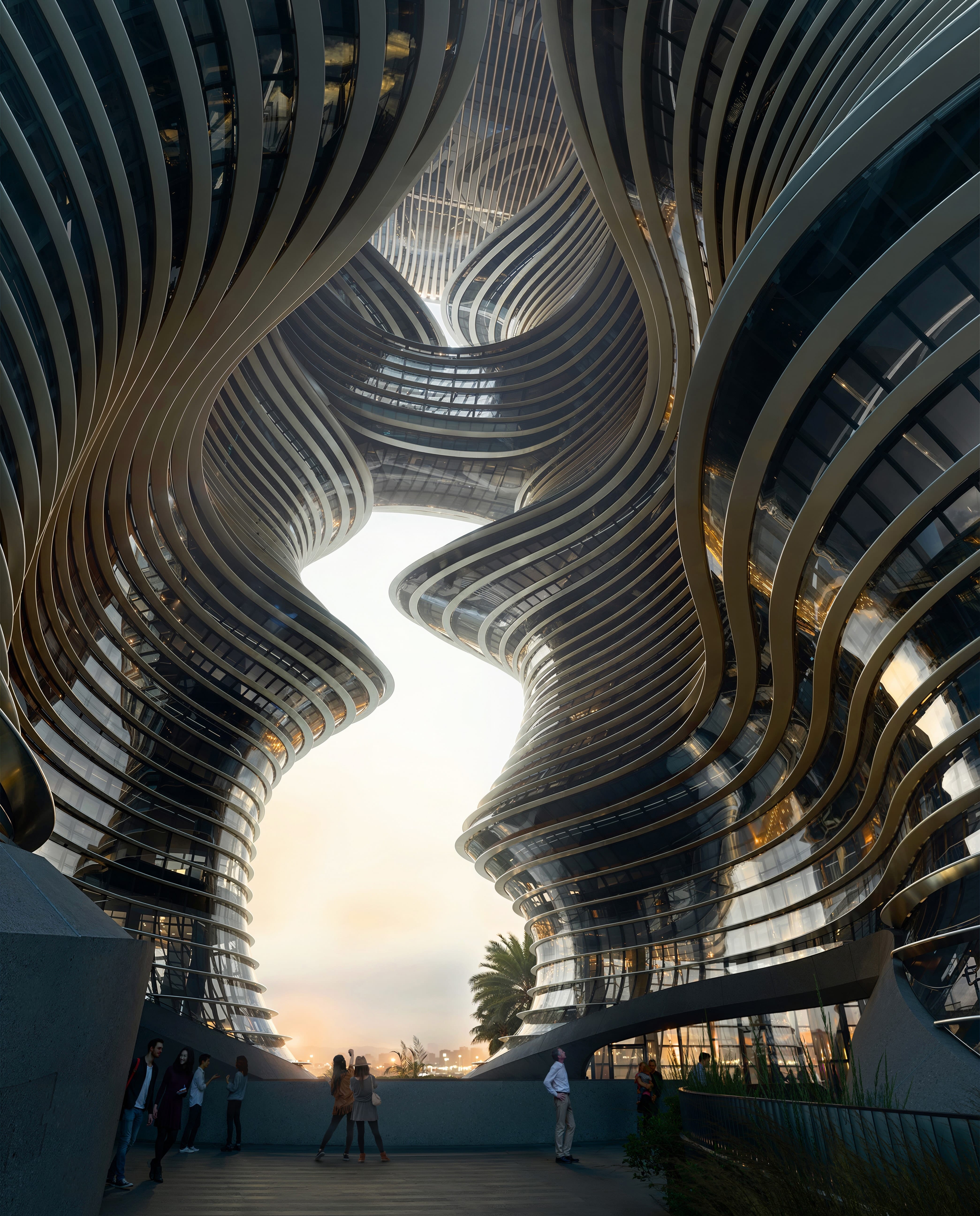 Zaha Hadid Architects' canyon-shaped Yidan Center tops out in Shenzhen ...