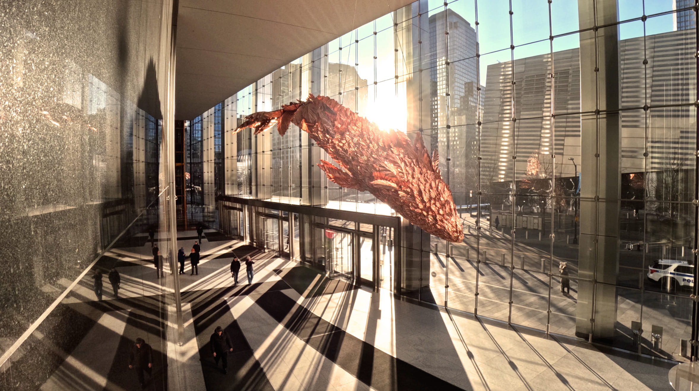 Frank Gehry's fish sculpture debuts inside 3 World Trade Center lobby ...