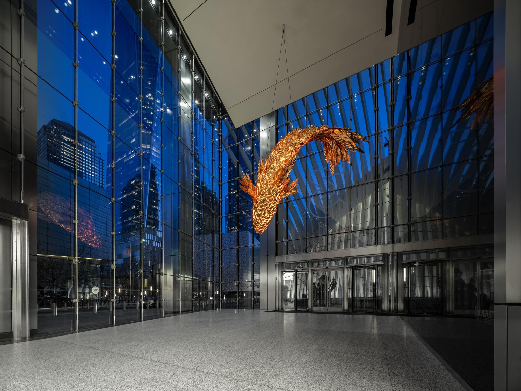 Frank Gehry's fish sculpture debuts inside 3 World Trade Center lobby ...