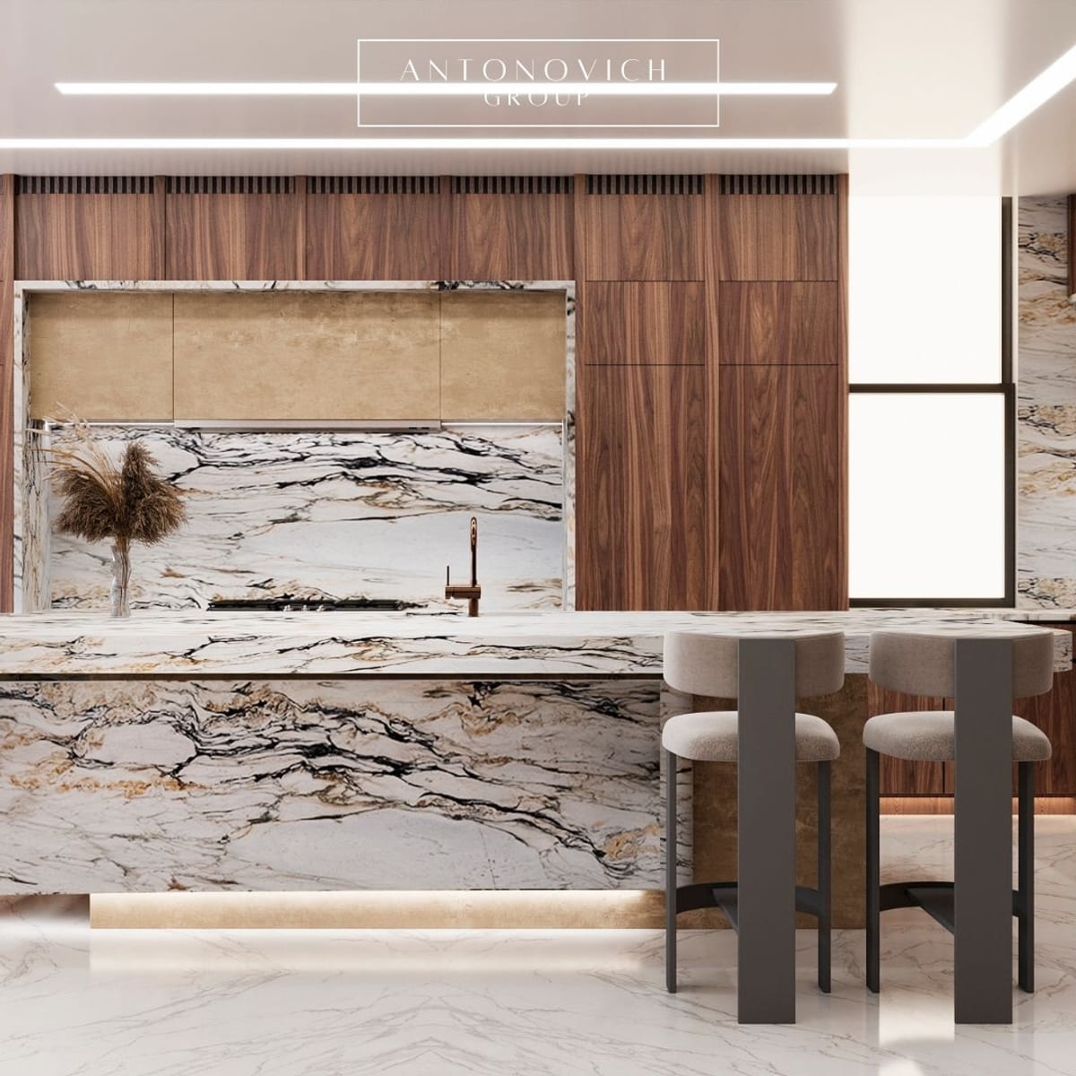 Effortless Elegance: Antonovich Group's Spacious Kitchen Interior ...
