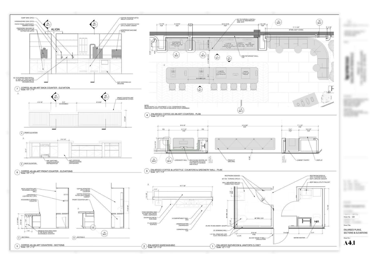 Retail working drawings (example) | Diego Moro | Archinect