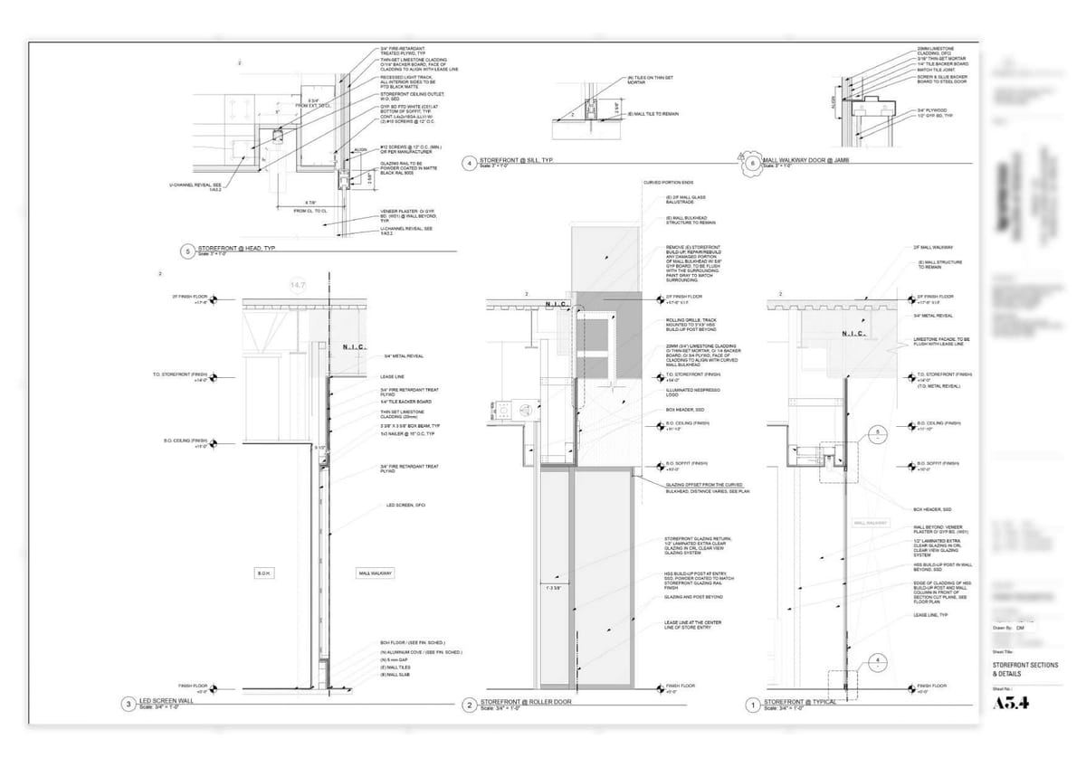 Retail working drawings (example) | Diego Moro | Archinect