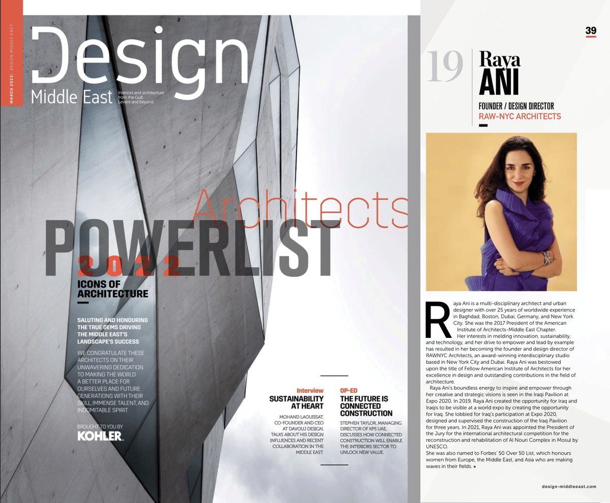 RAYA ANI on the 2022 Architects Powerlist | RAW-NYC Architects | Archinect