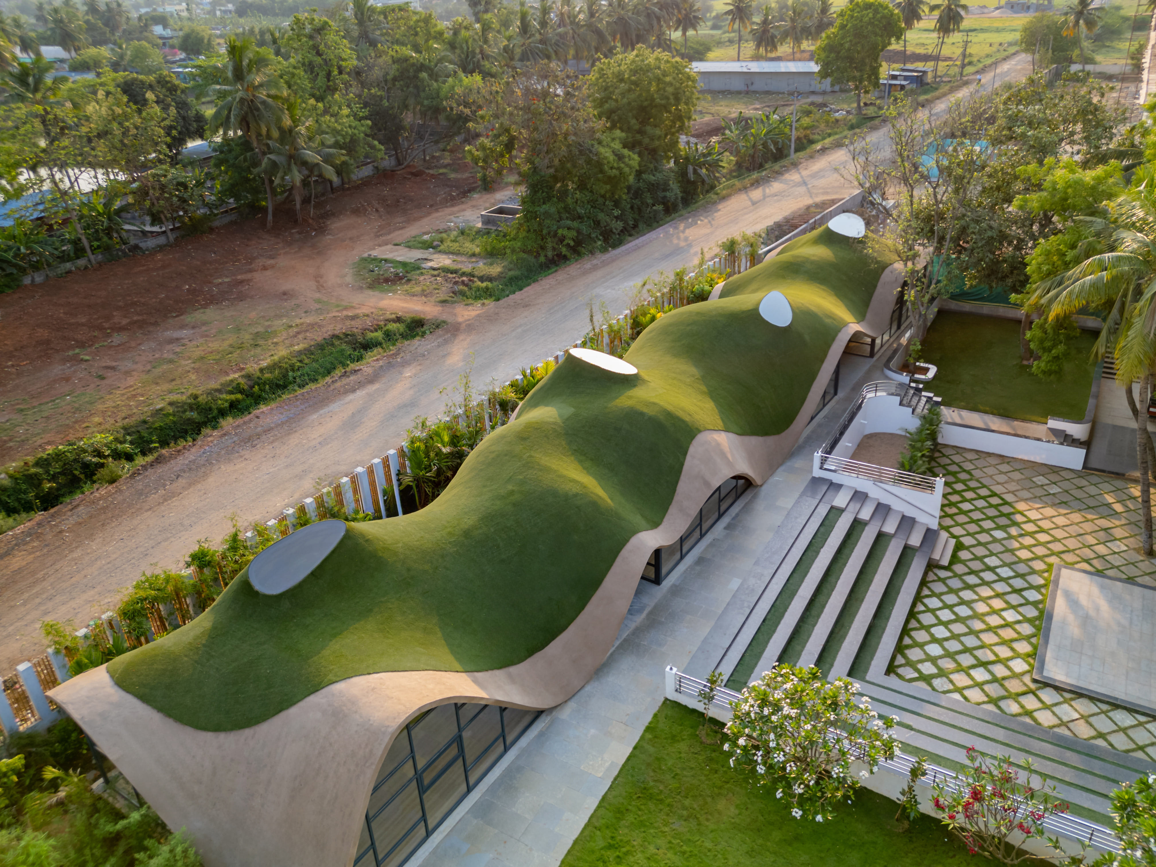 andblack designs prefabricated preschool with a distinctive undulating ...