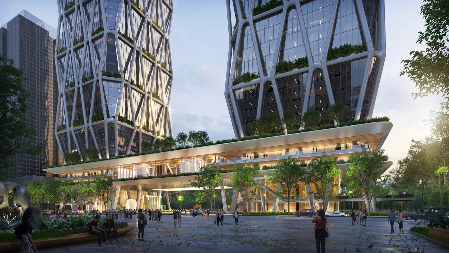 SOM's two-tower office complex in Guangzhou has topped out | News ...