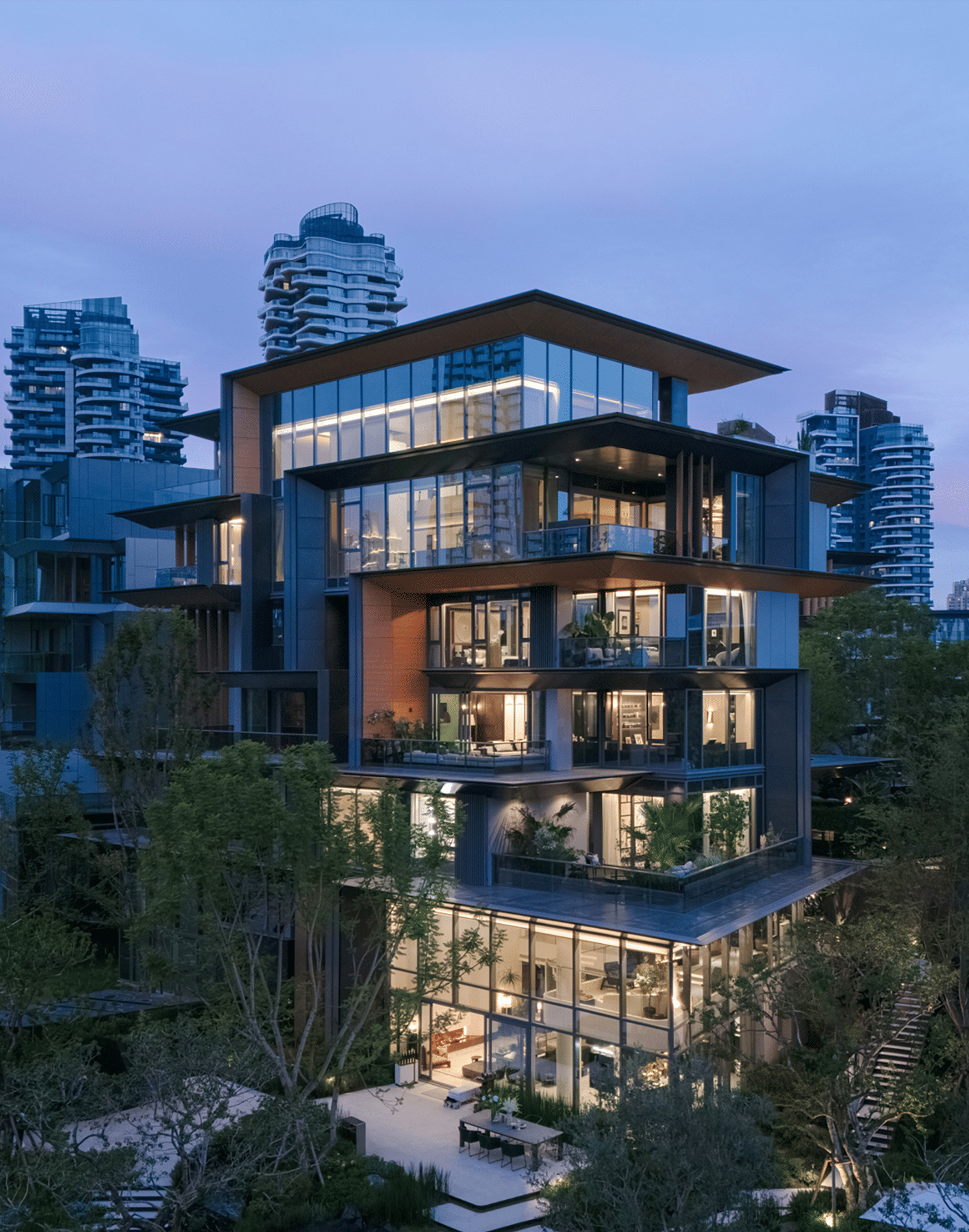 Chengdu Luxelakes Blackstone Island: Vertical Five-Unit Villas | line+ | Archinect