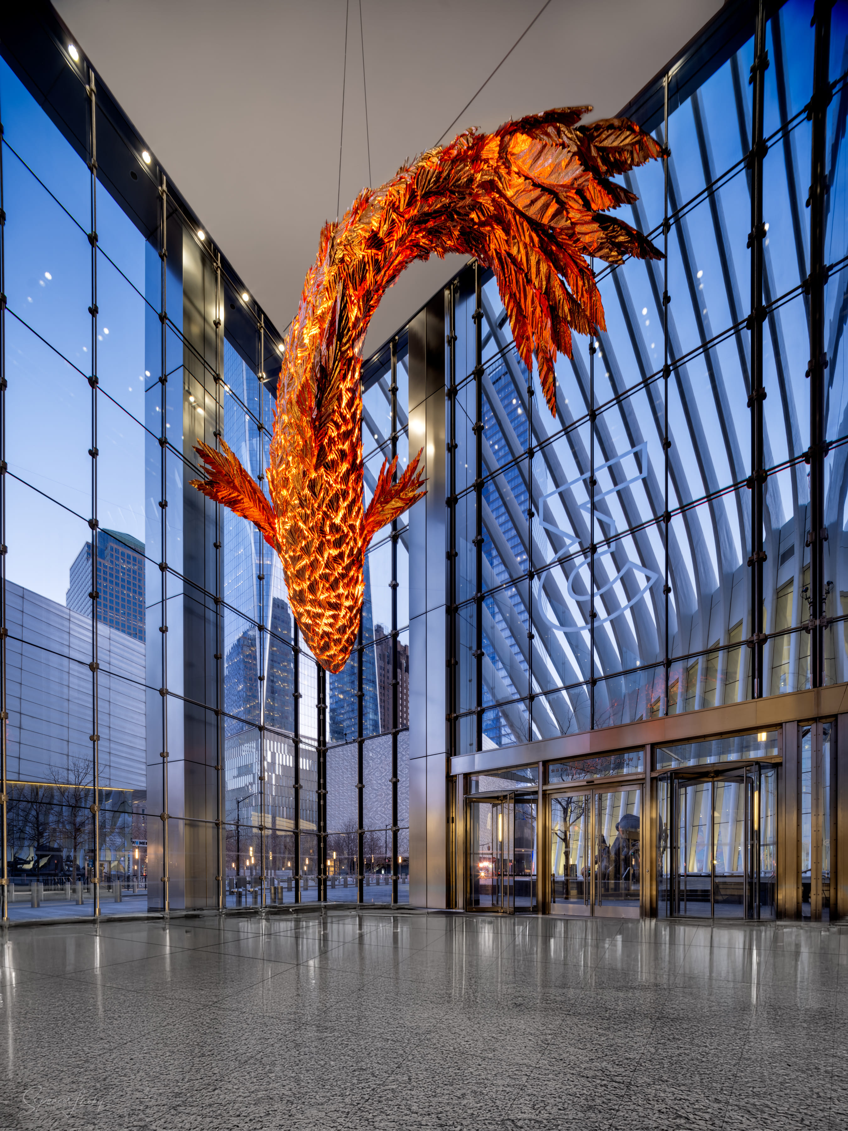 Frank Gehry's fish sculpture debuts inside 3 World Trade Center lobby ...