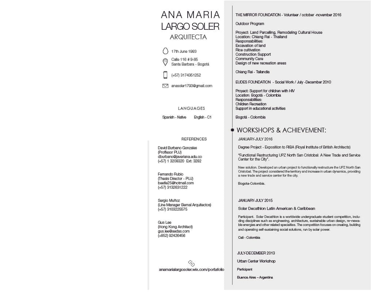 CV Ana Maria Largo | Ana Maria Largo | Archinect
