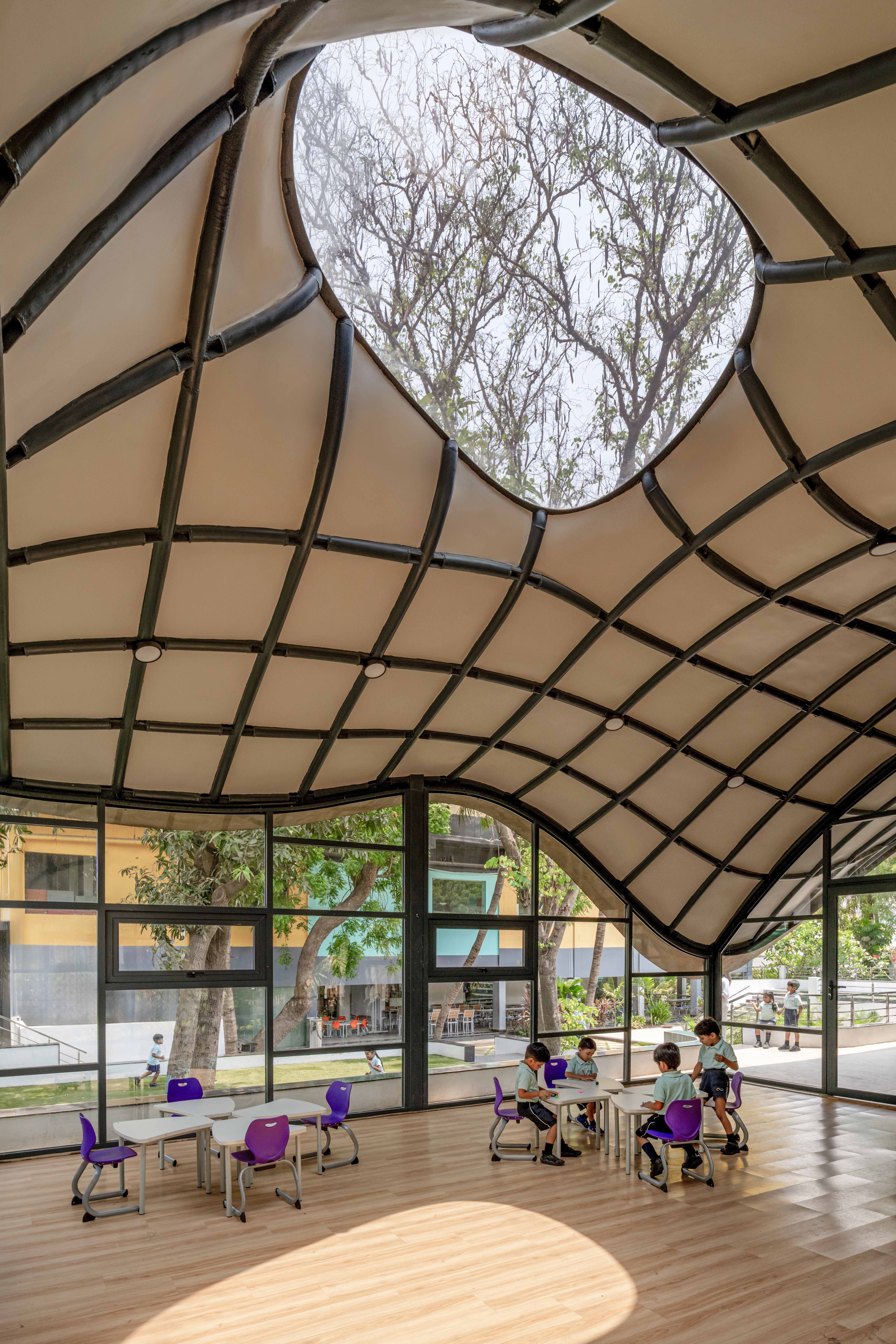 andblack designs prefabricated preschool with a distinctive undulating ...