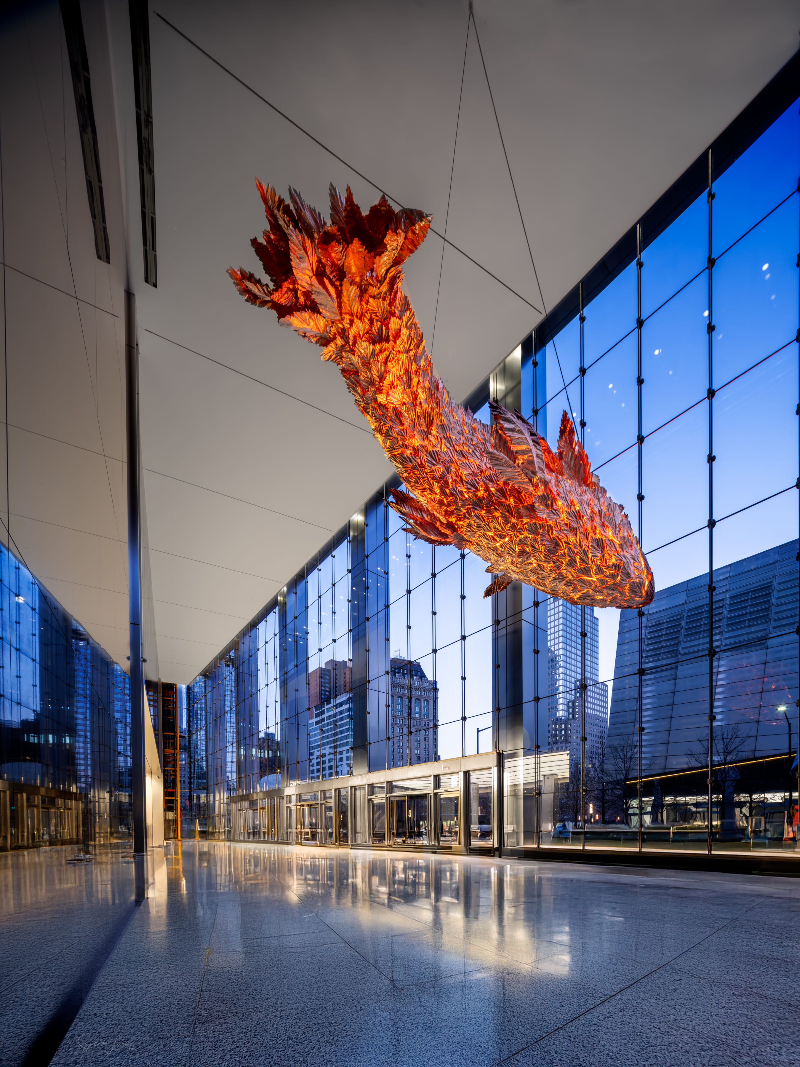 Frank Gehry's fish sculpture debuts inside 3 World Trade Center lobby ...