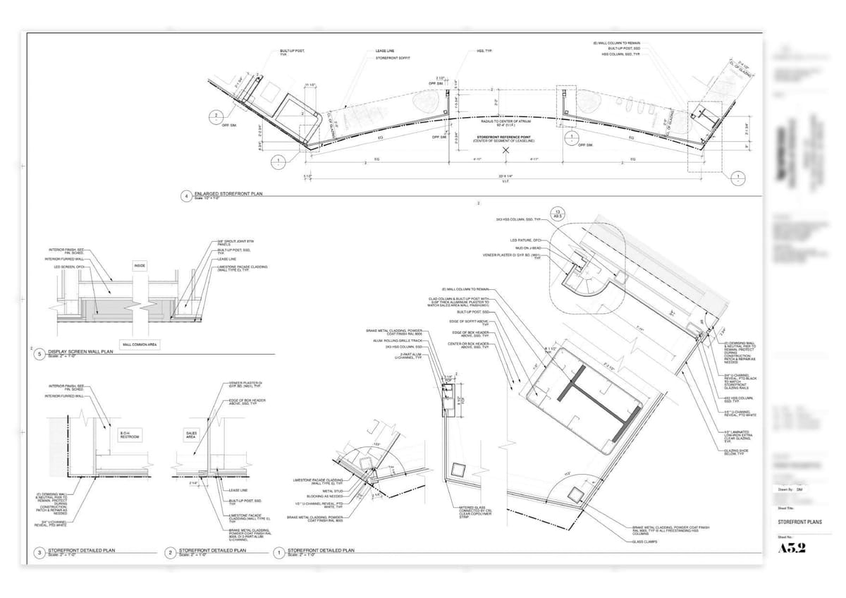 Retail working drawings (example) | Diego Moro | Archinect