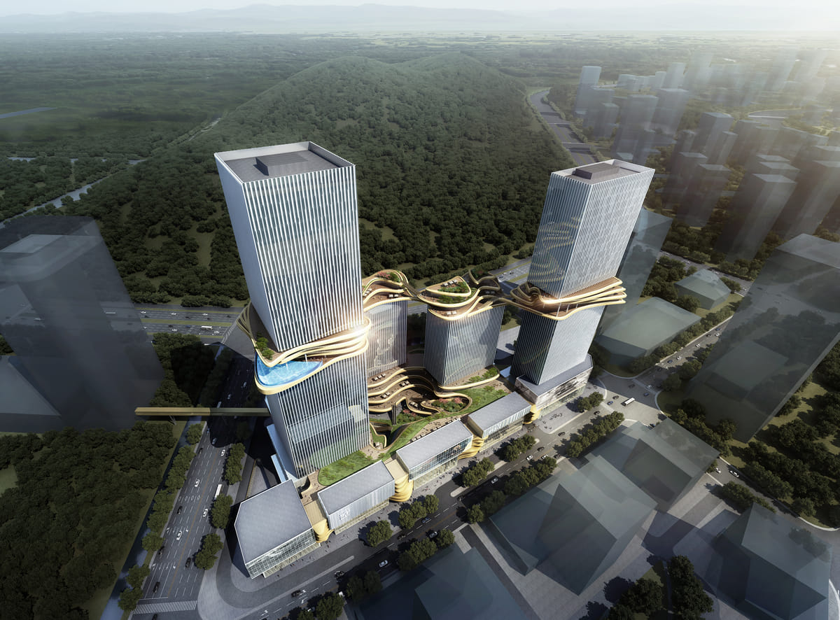 Aedas designs a featured sky bridge to connect all towers in a mixed ...