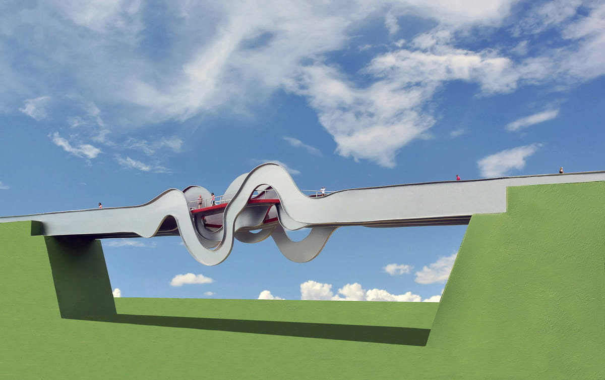 The Wave Formed Footbridge | michael jantzen | Archinect