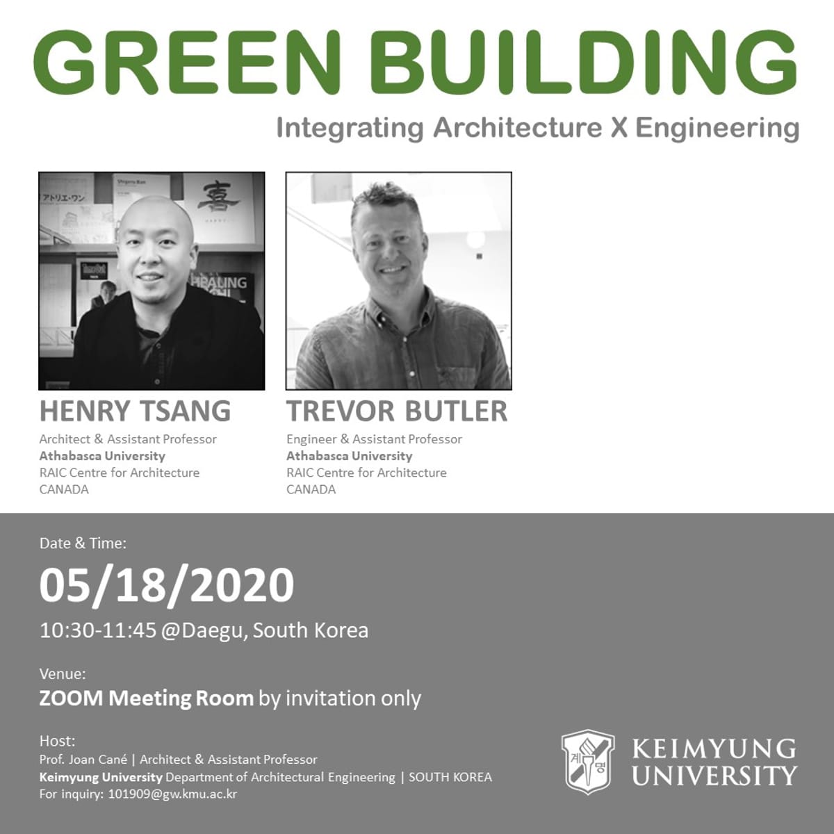 Green Building Lecture: Dr. Henry Tsang & Trevor Butler | Athabasca ...