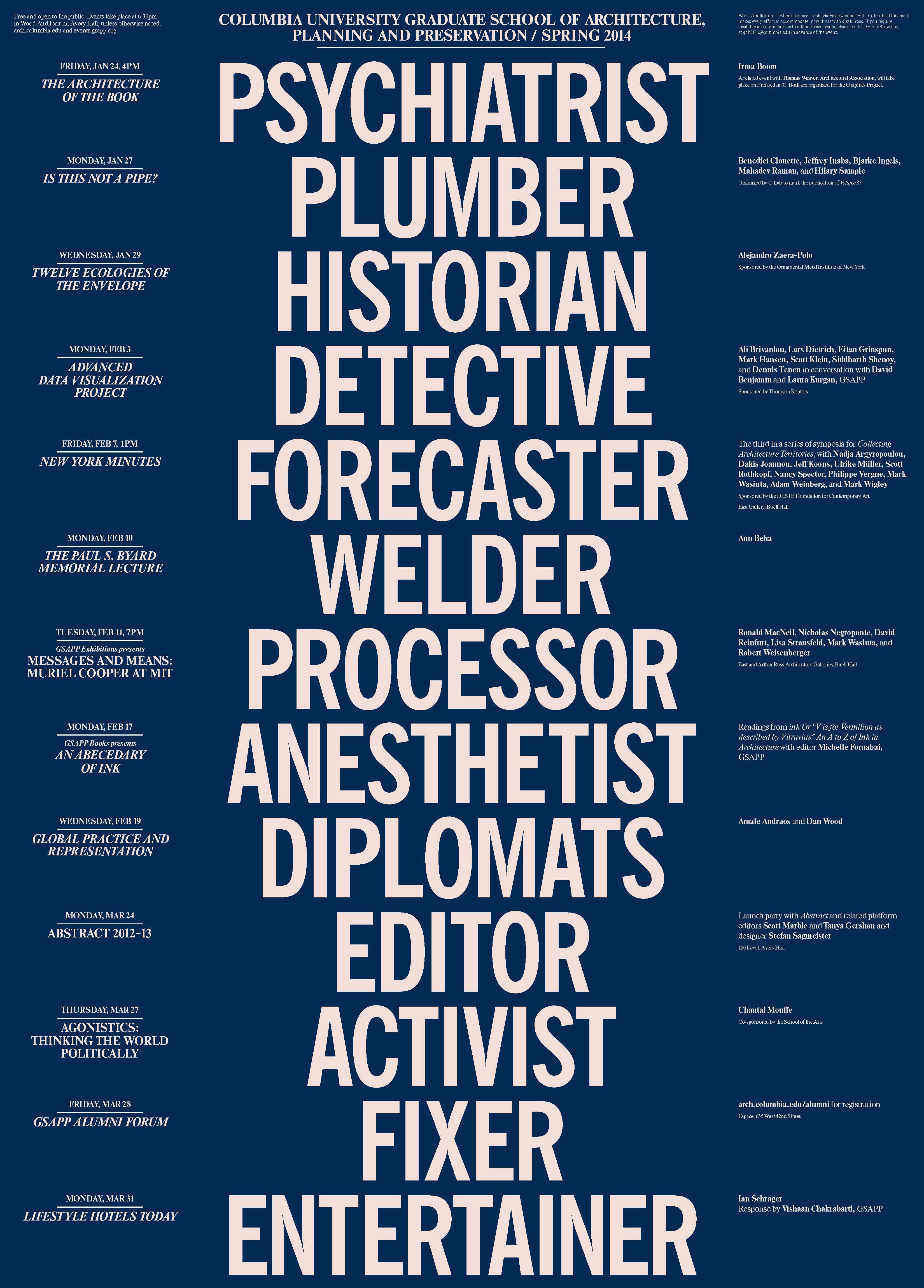 Get Lectured: Columbia GSAPP, Spring '14 | News | Archinect