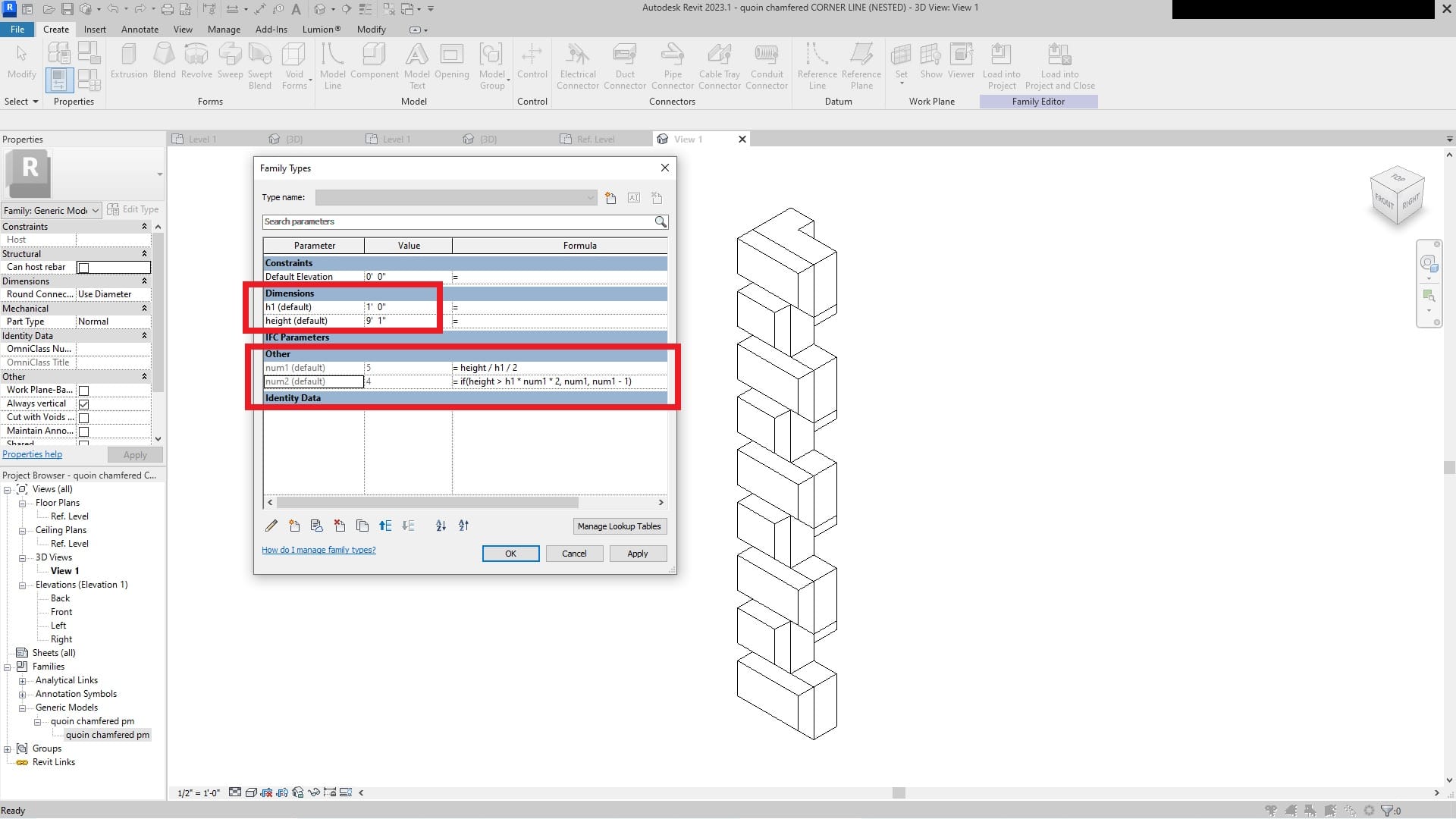 Parametric Quoins [Revit Family] | Jamal Birkett | Archinect