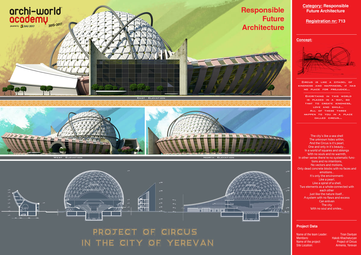 PROJECT OF CIRCUS IN THE CITY OF YEREVAN | Tiran Davtyan | Archinect