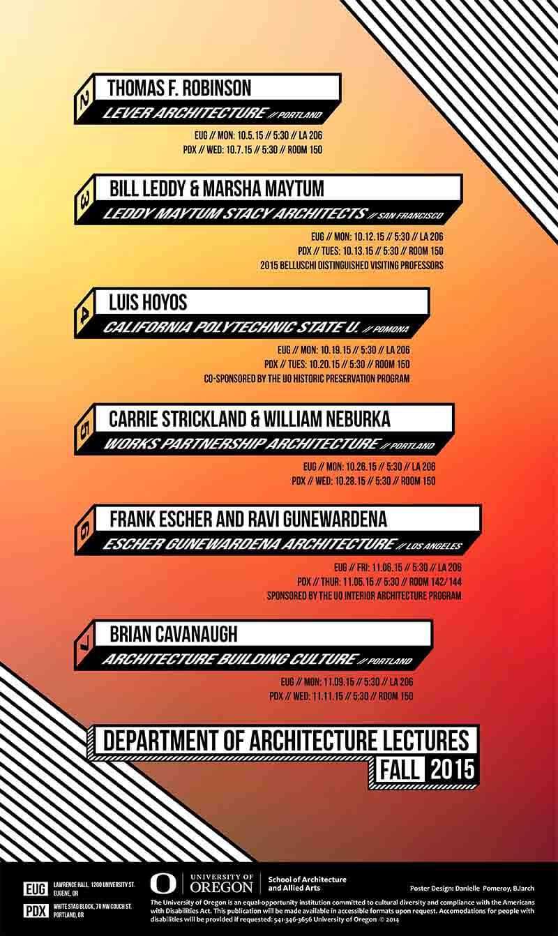 Get Lectured: University of Oregon, Fall '15 | News | Archinect