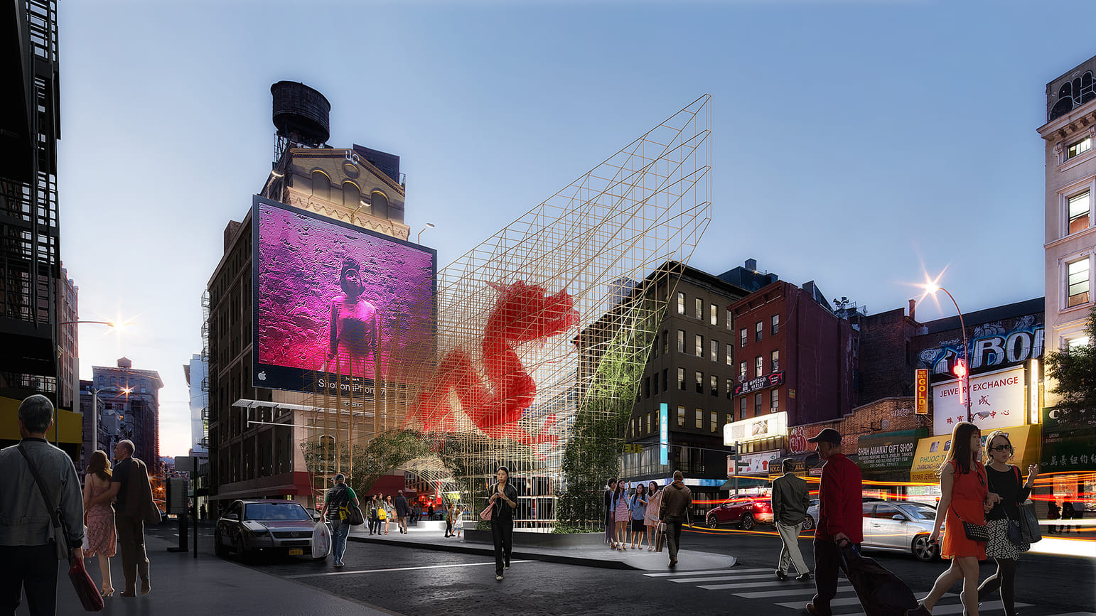 Inspired by Bamboo scaffolding, ODA designs "Dragon Gate" at the Canal ...