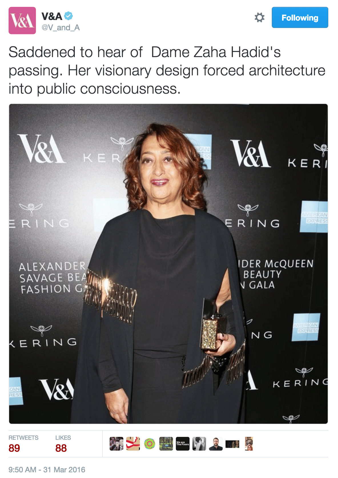 The architecture community reacts to Dame Hadid's death on social media ...