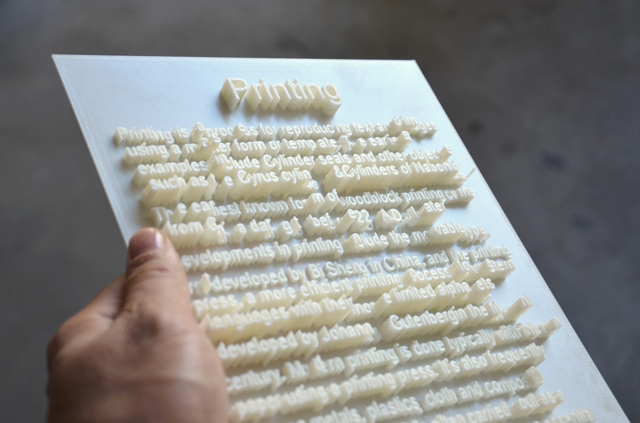 "Textscape" depicts the evolution of printing in 3D-printed documents ...